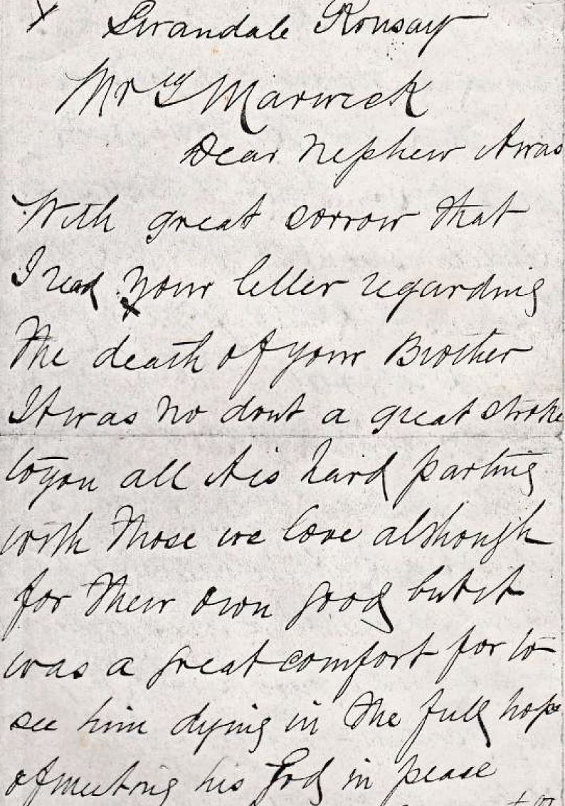 Collection of 19th Century letters - Rousay Remembered