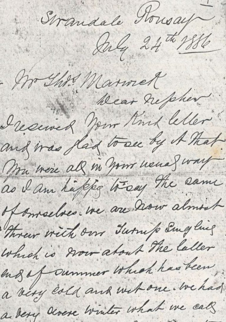 Collection of 19th Century letters - Rousay Remembered